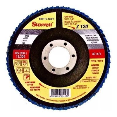DISCO FLAP 4.1/2” X 7/8” GRÃO 60 STARRET - Ref.FDS115-60FC | IDB ...